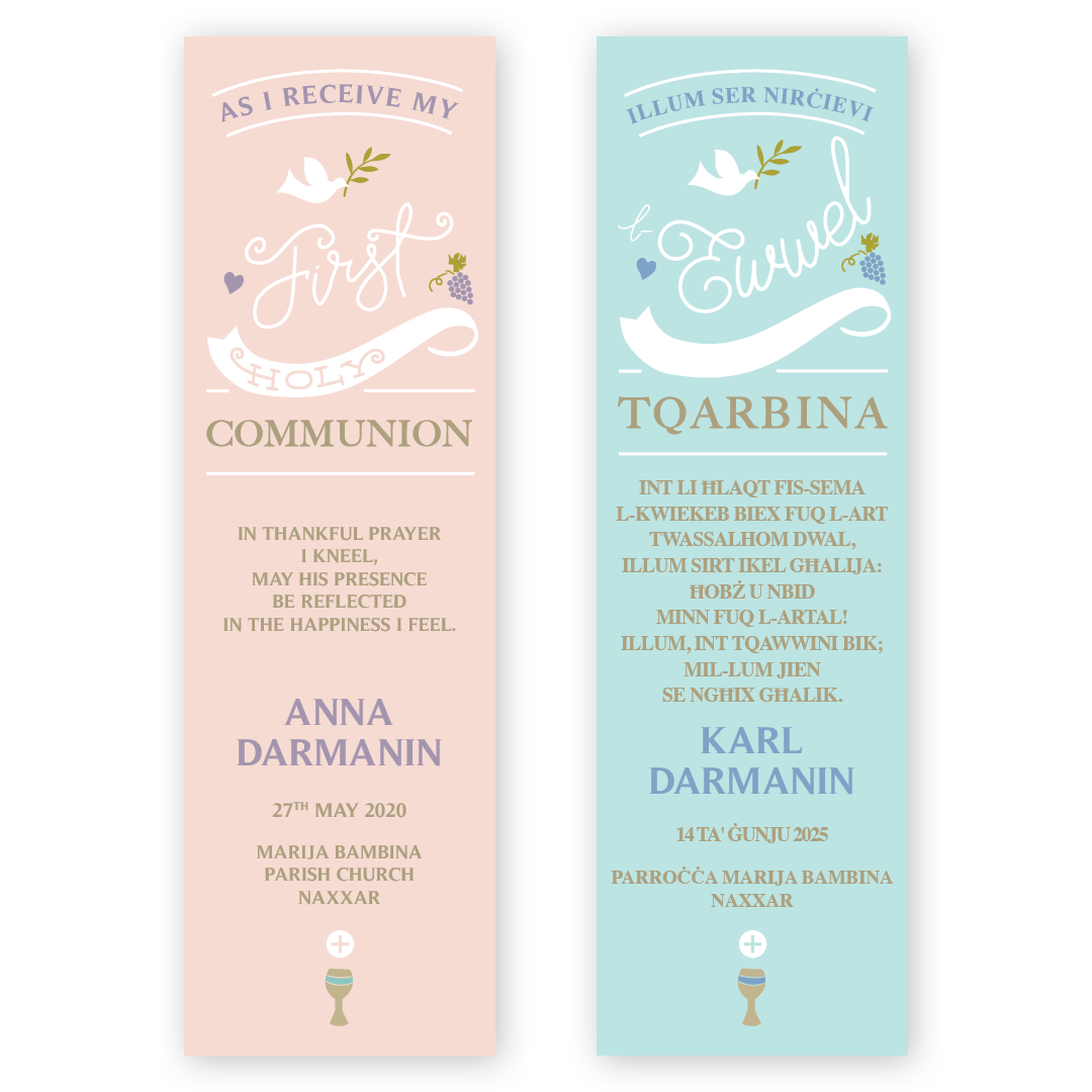 Bookmarks Personalized - First Holy Communion - Peace Design Solid Bac ...