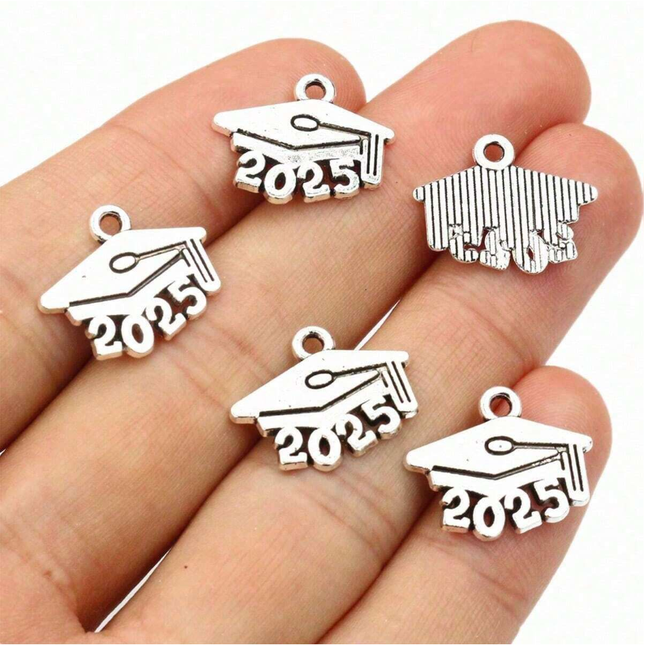 Graduation 2025 Charms - Silver — Bow & Ribbon
