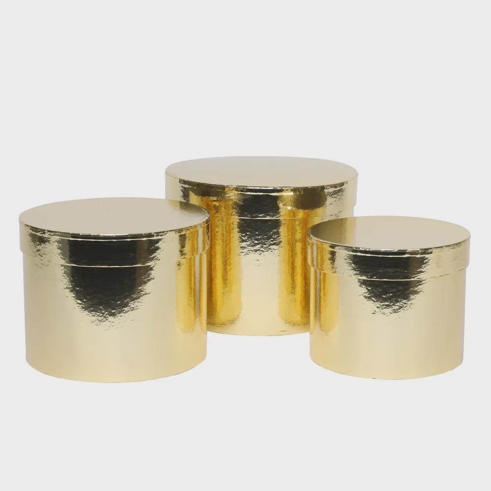Metallic Gold Hat Box - 3 sizes — Bow & Ribbon