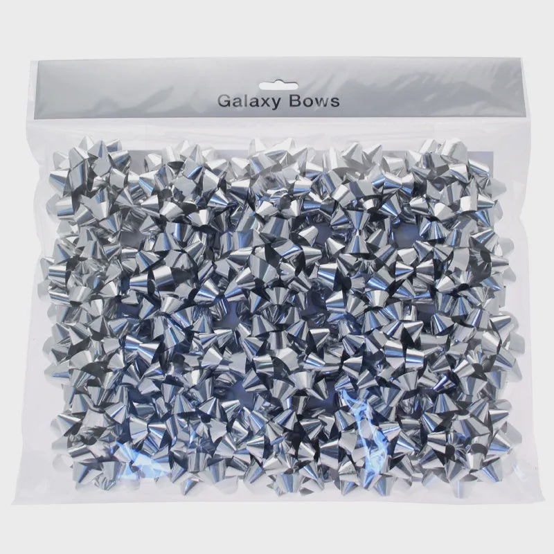 Galaxy Bow Metallic Silver Bulk Pack x 20 — Bow & Ribbon