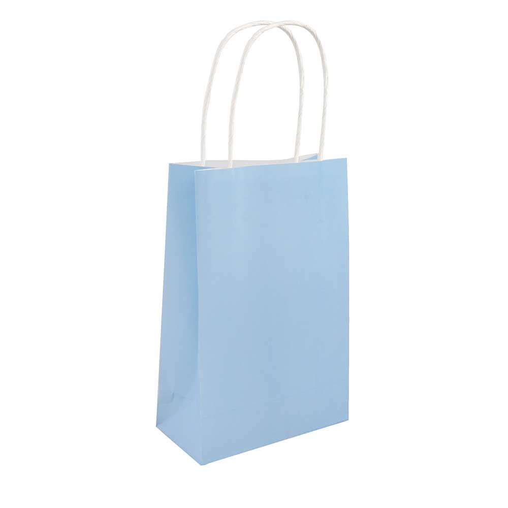 Baby Blue Paper Party Bag with Handles — Bow & Ribbon