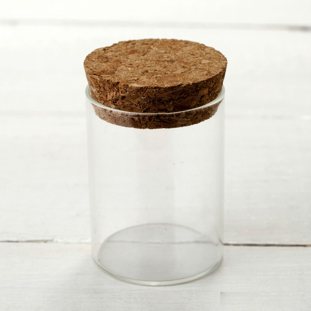 Glass Tube Jar with Cork Top - 6.5cm — Bow & Ribbon