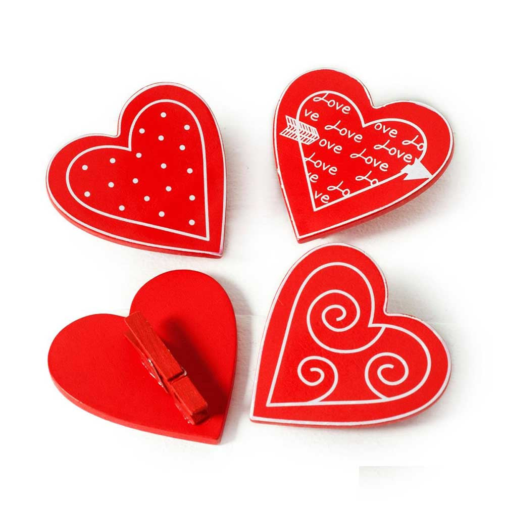 Wooden heart peg Valentine`s day — Bow & Ribbon